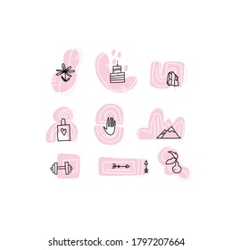Highlight Covers Backgrounds Set Beauty Icons Stock Vector (Royalty ...