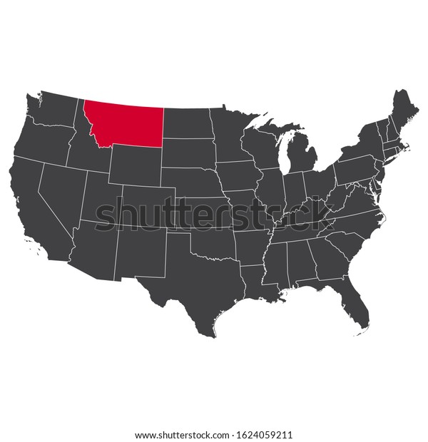 Highlighted Red Montana Map On Dark Stock Vector (Royalty Free ...