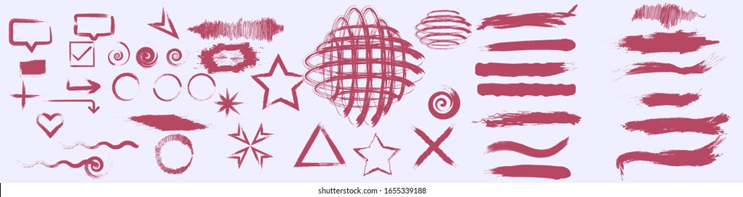 Highlighter Marks Hand Drawn Red Highlight Stock Vector (Royalty Free ...