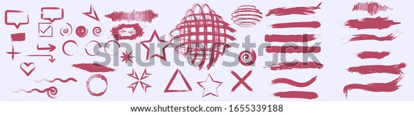 Highlighter Marks Hand Drawn Red Highlight Stock Vector (Royalty Free ...