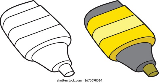 Highlighter Stationary Vector Cute Drawing Art Stock Vector (Royalty ...