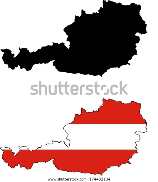 Highly Detailed Country Silhouette With Flag - Austria Highly Detailed Country Silhouette With Flag - Austria