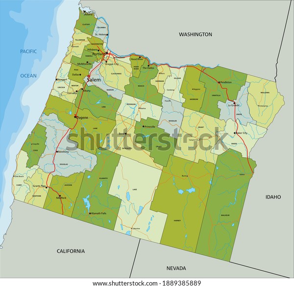 Highly Detailed Editable Political Map Separated Stock Vector (Royalty ...
