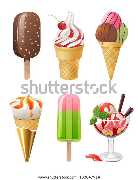 Highly Detailed Ice Cream Set Eps Stock Vector (Royalty Free) 133047914