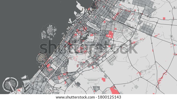Highly Detailed Map Dubai Uae Stock Vector (Royalty Free) 1800125143 ...