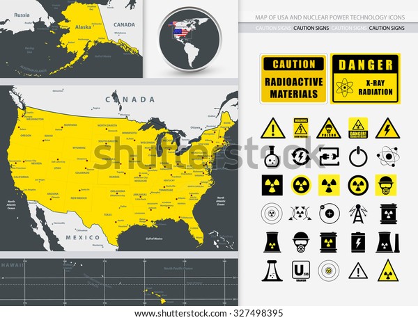 Highly Detailed Map Usa Nuclear Power Stock Vector (Royalty Free ...