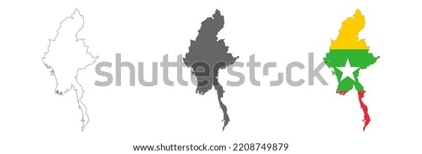 Highly Detailed Myanmar Map Borders Isolated Stock Vector (Royalty Free ...