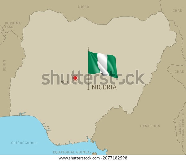 Highly Detailed Nigerian Map Flag Labelings Stock Vector (Royalty Free ...