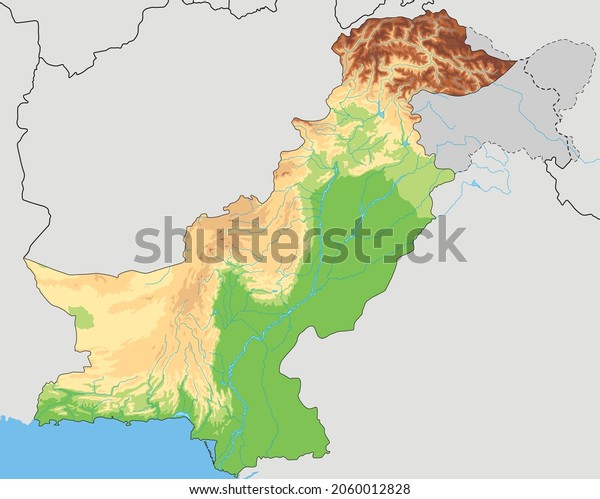 Highly Detailed Pakistan Physical Map Stock Vector (Royalty Free ...