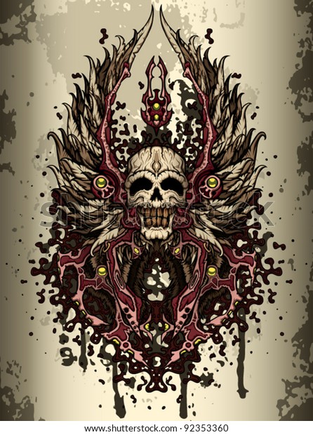 Highly Detailed Skull Wings Design Some Stock Vector (Royalty Free ...