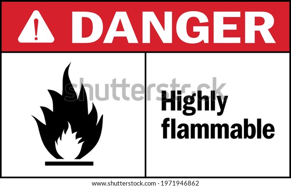 Highly Flammable Danger Sign Harmful Materials Stock Vector (Royalty ...