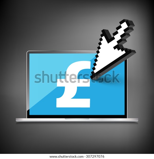 Highquality Laptop Screen Pound Symbol Economy Stock Vector (Royalty ...