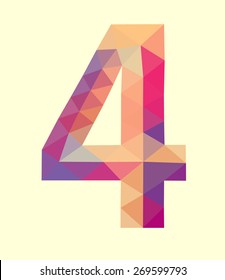 Highresolution Lowpoly Figure Number Four Stock Vector (Royalty Free ...