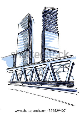 Highrise Building Sketch Stock Vector (Royalty Free) 724529407 ...
