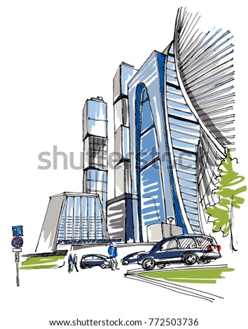 Highrise Building Sketch Stock Vector (Royalty Free) 772503736 ...
