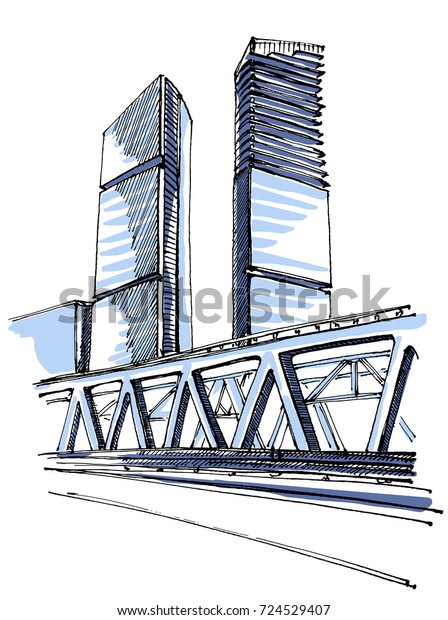 Highrise Building Sketch Stock Vector (Royalty Free) 724529407