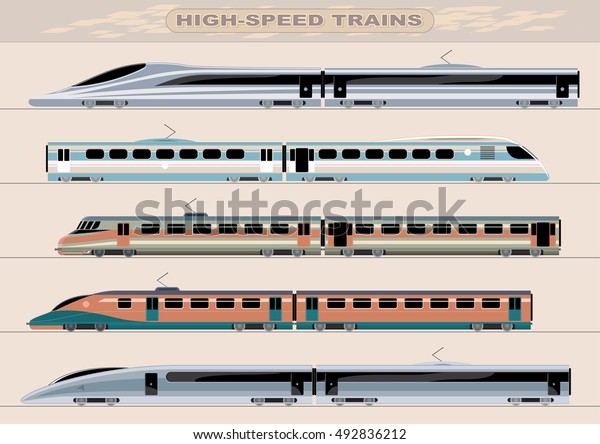 Highspeed Trains Unique Design Passenger Railway: เวกเตอร์สต็อก (ปลอด ...