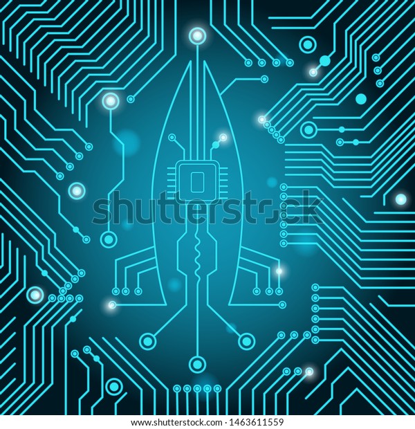 Hightech Electronic Board Rocket Background Image Stock Vector (Royalty ...