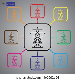 Highvoltage Wire Pole Vector Illustration Stock Vector (Royalty Free ...