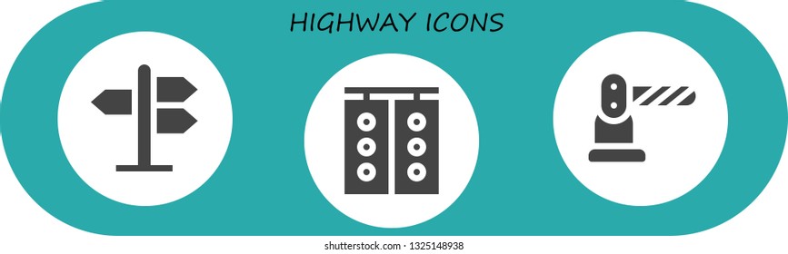 Highway Icon Set 3 Filled Highway Stock Vector (Royalty Free ...