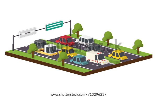 Highway Traffic Road Isometric 3d Transport Stock Vector (Royalty Free ...