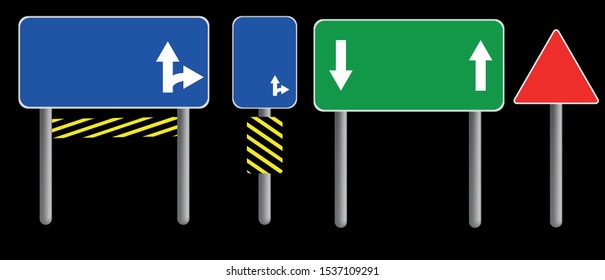 Highway Warning Signs Signs Simple Traffic Stock Vector (Royalty Free ...