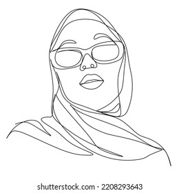Hijab One Line Vector Line Drawing Stock Vector (Royalty Free ...