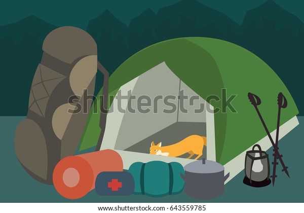 Hiking Gear Camping Vector Cartoon Stock Vector (Royalty Free ...
