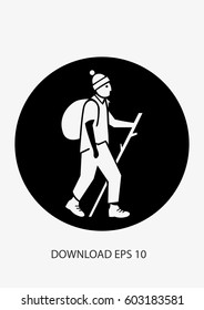 Hiking Man Icon Vector Stock Vector (Royalty Free) 603183581 | Shutterstock