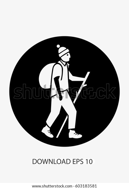 Hiking Man Icon Vector Stock Vector (Royalty Free) 603183581 | Shutterstock