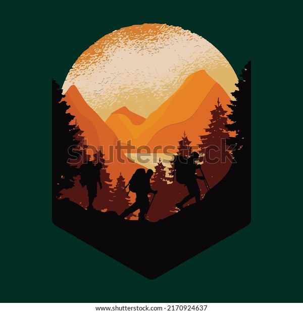 Hiking Printable Vector Design Commercial Use: เวกเตอร์สต็อก (ปลอดค่า ...