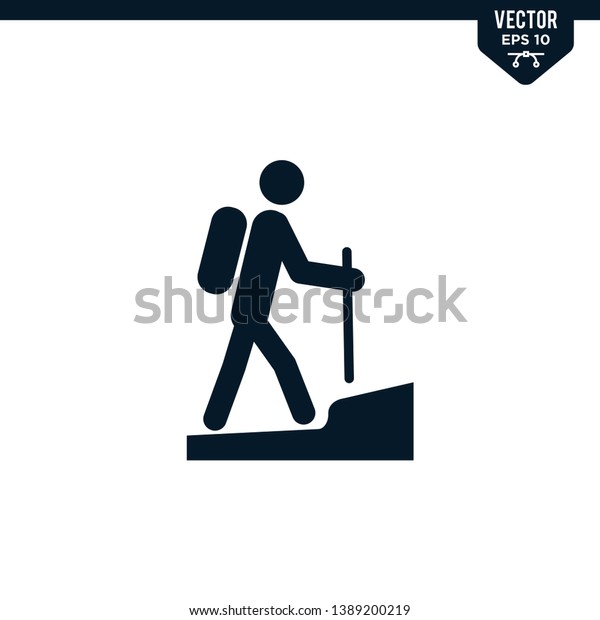 Hiking Stick Man Icon Collection Glyph Stock Vector (Royalty Free ...