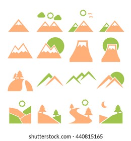 Hill Mountain Icon Set Stock Vector (Royalty Free) 440815165 | Shutterstock