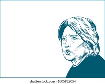 Hillary Clinton Vector Portrait Drawing Illustration Stock Vector ...