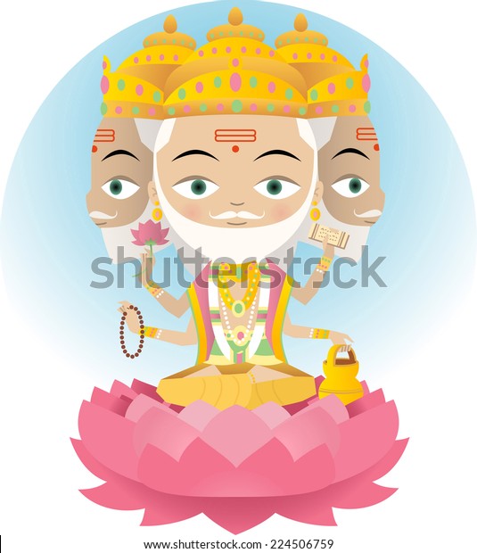 Hindu god Brahma vector cartoon illustration Hindu god Brahma vector cartoon illustration