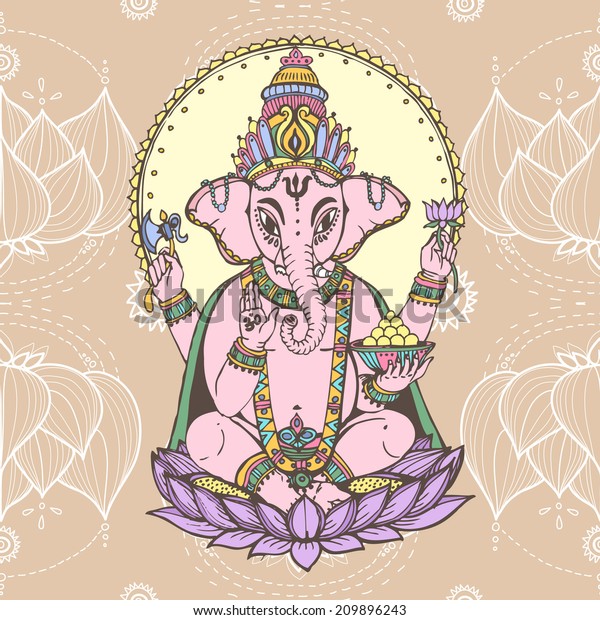 Hindu God Ganesha God Wisdom Prosperity Stock Vector (Royalty Free ...