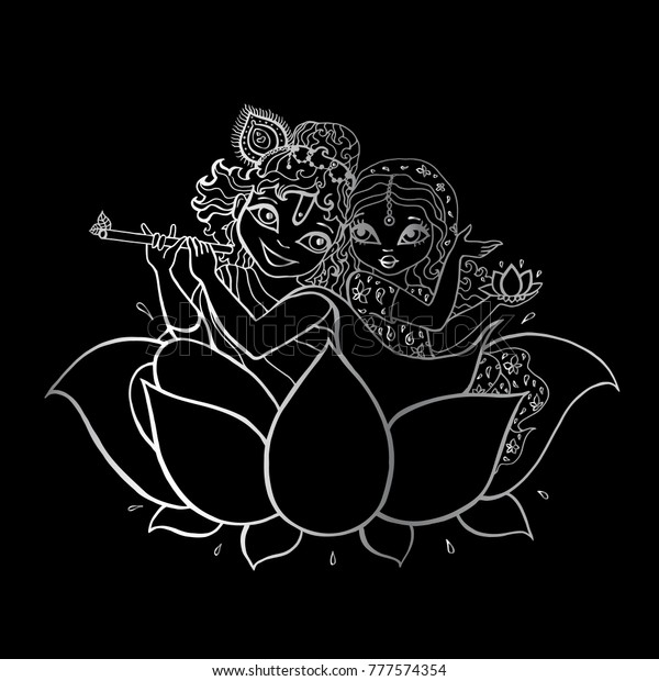 Hindu God Radha Krishna Vector Hand 스톡 벡터(로열티 프리) 777574354 | Shutterstock