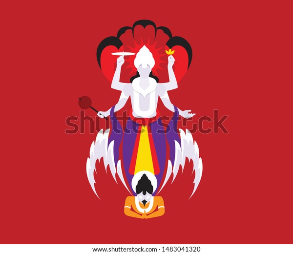 Hindu God Vishnu Vector Illustration: vector de stock (libre de ...