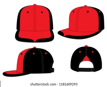 Set Layout Male Red Rap Cap Stock Vector (Royalty Free) 347799755