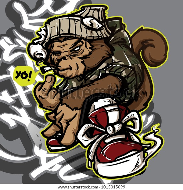 Hip Hop Monkey Graffiti Character Stock Vector (Royalty Free) 1015015099