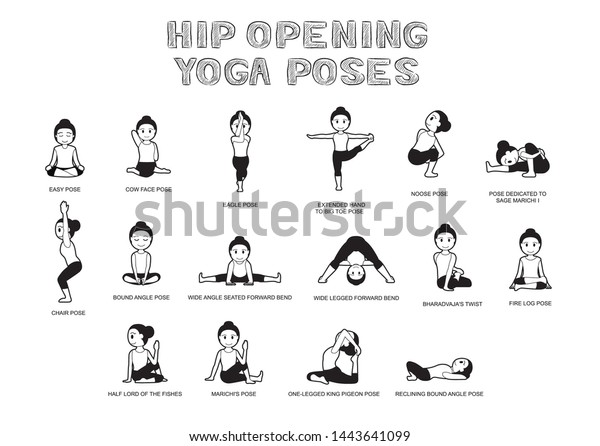 Hip Opening Yoga Poses Vector Illustration Stock Vector (Royalty Free ...