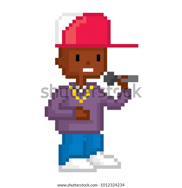 Image vectorielle de stock de Hiphop Rapper Boy Pixelart Old School ...
