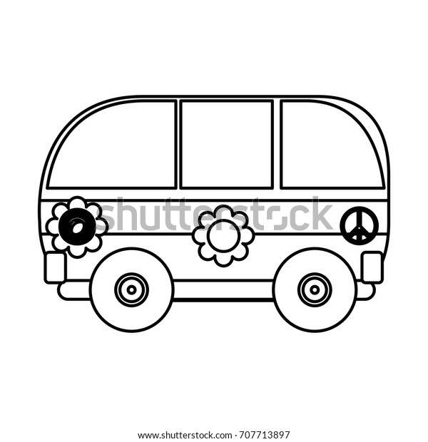 Hippie Bus Vector Illustration Stock Vector (Royalty Free) 707713897 ...