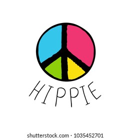 Hippie Sign Vector Illustration Stock Vector (Royalty Free) 1035452701