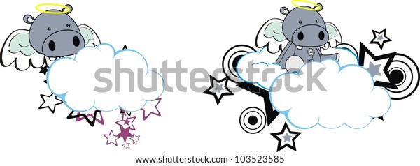 Hippo Angel Cartoon Cloud Copyspace Stock Vector (Royalty Free ...
