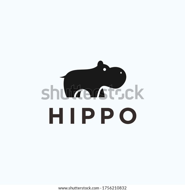 Hippo Logo Design Vector Silhouette Illustration: เวกเตอร์สต็อก (ปลอด ...