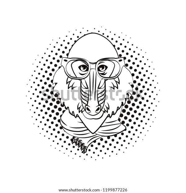 Hipster Mandrill Cool Sketch Stock Vector (Royalty Free) 1199877226 ...