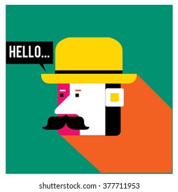 Hipster Men Head Say Hello Illustration Stock Vector (Royalty Free ...