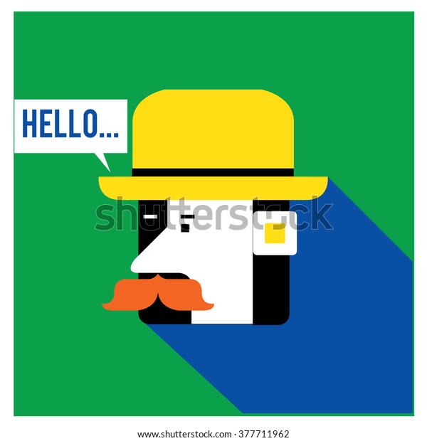 Hipster Men Head Say Hello Illustration Stock Vector (Royalty Free ...