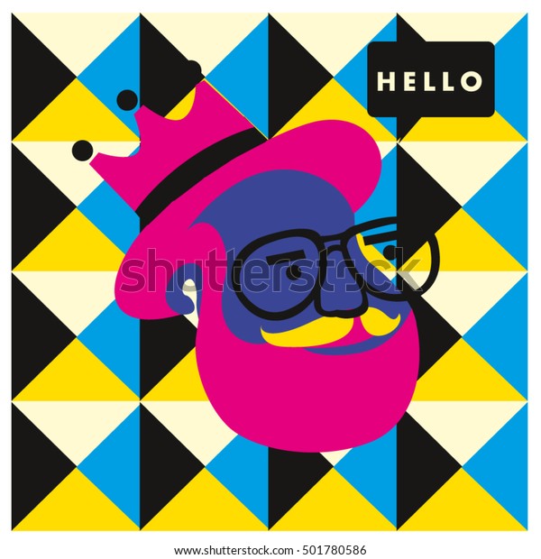 Hipster Men Head Say Hello Illustration Stock Vector (Royalty Free ...